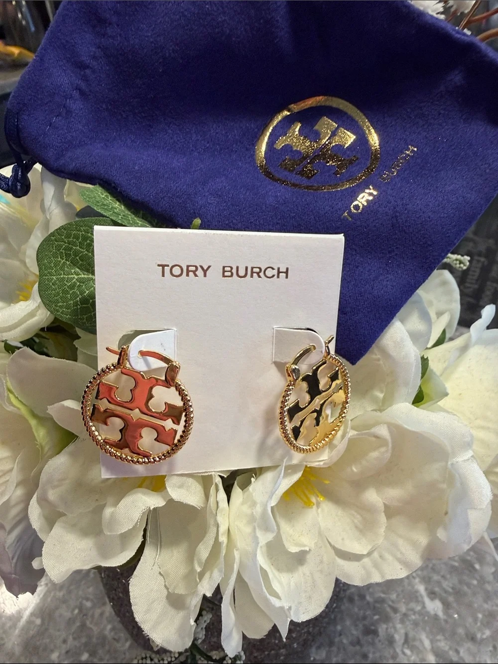 Tory Burch | Jewelry | Tory Burch Round Drop Earrings With Dust Bag ...